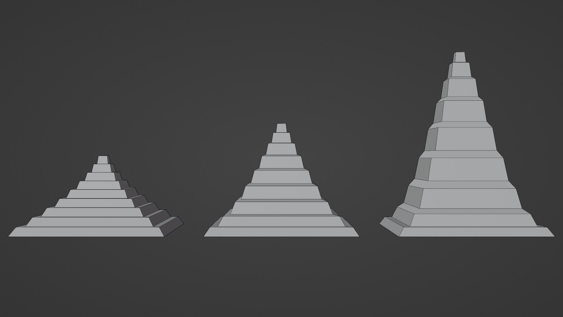 3D Curved Staired Pyramid 3 Shapes Model - TurboSquid 2036088