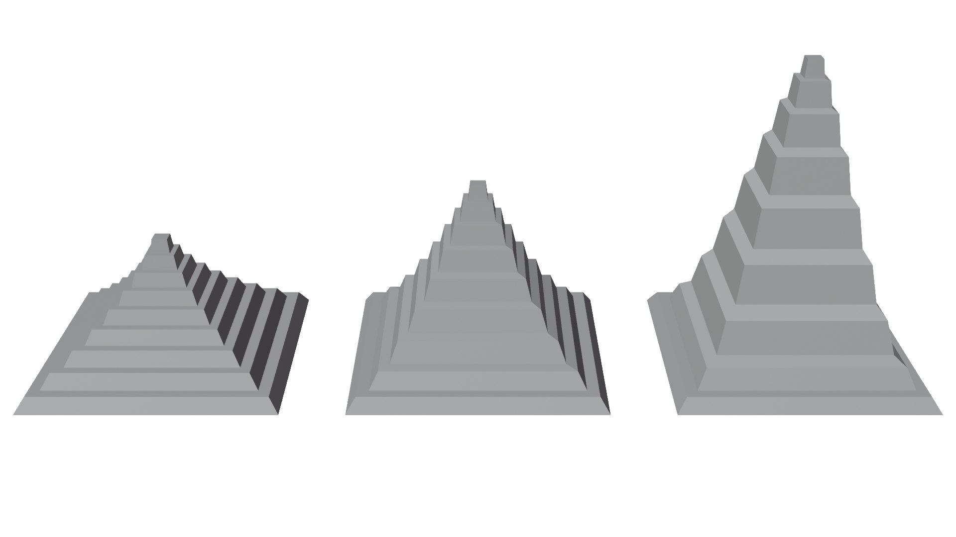 3D Curved Staired Pyramid 3 Shapes Model - TurboSquid 2036088