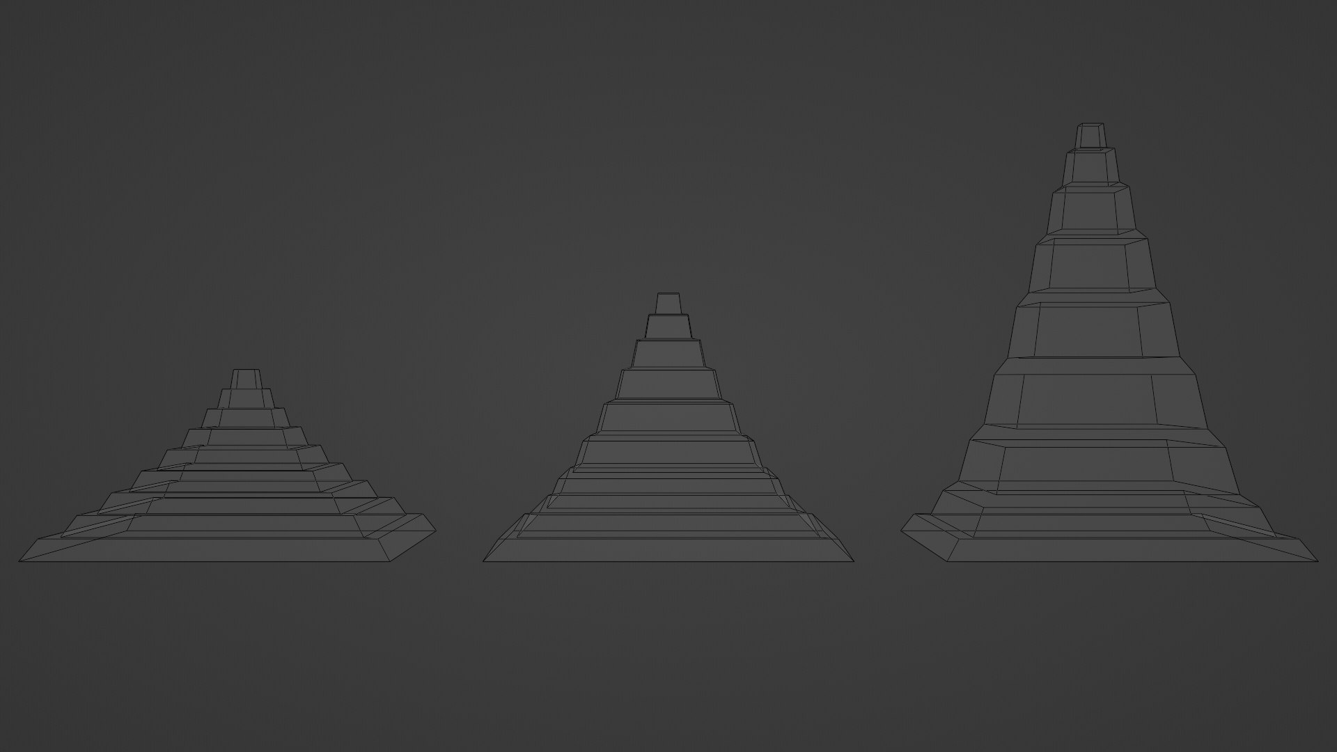 3D Curved Staired Pyramid 3 Shapes Model - TurboSquid 2036088