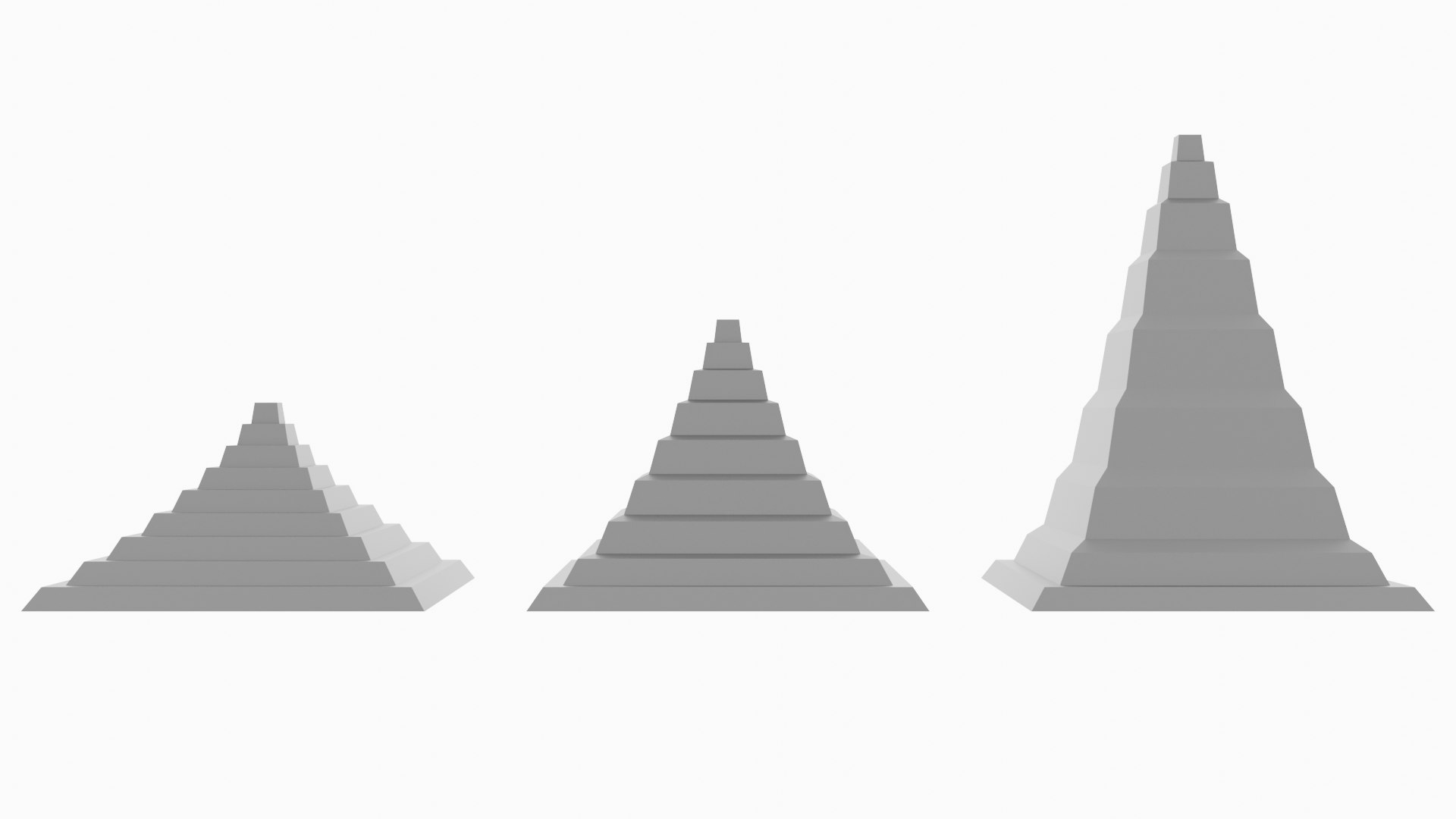 3D Curved Staired Pyramid 3 Shapes Model - TurboSquid 2036088