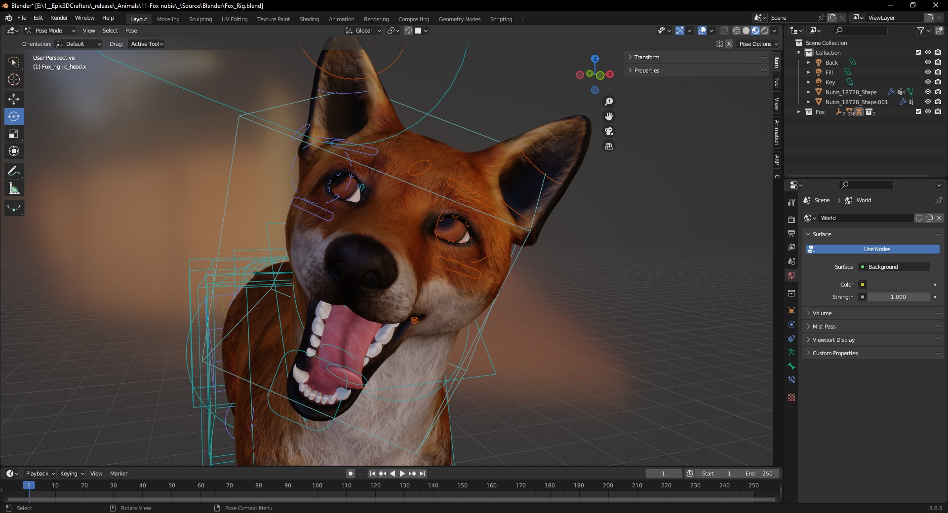 Fox Majestic Wilderness Wolf Nubis 3D Low Poly Animal Model Low-poly 3D ...