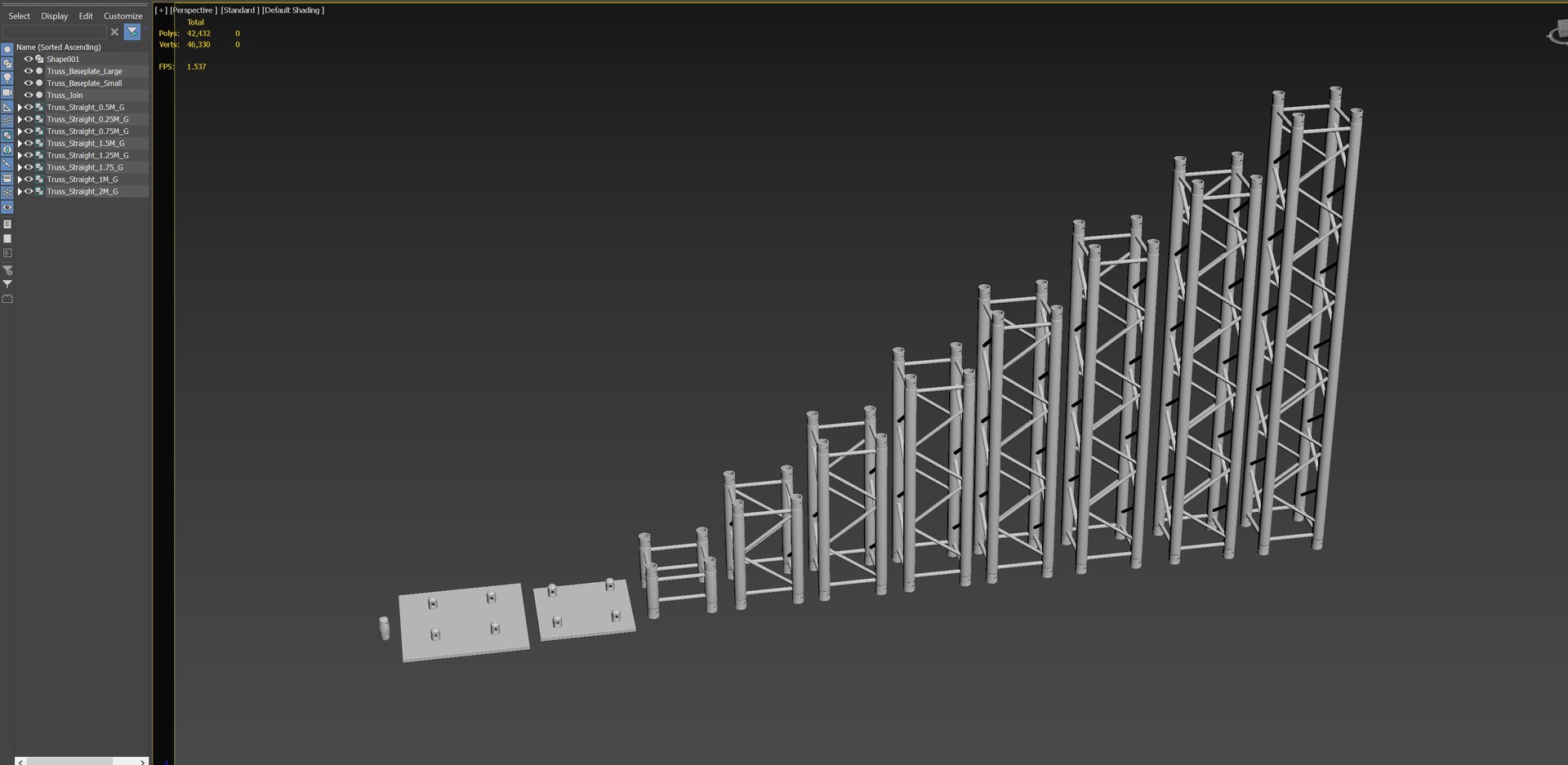 3D Straight Square Truss Collection Model - TurboSquid 1722035