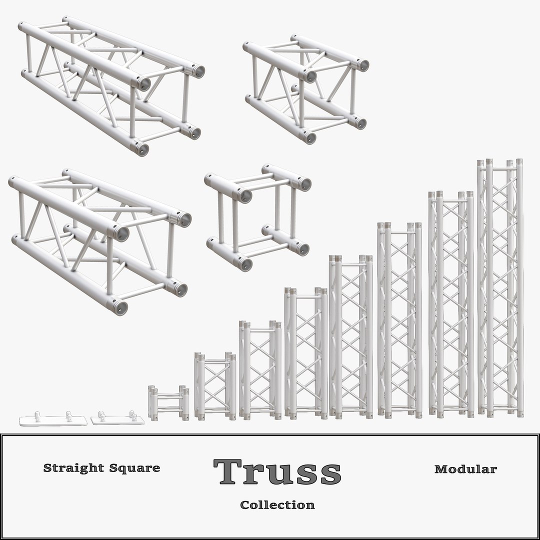 3D Straight Square Truss Collection Model - TurboSquid 1722035