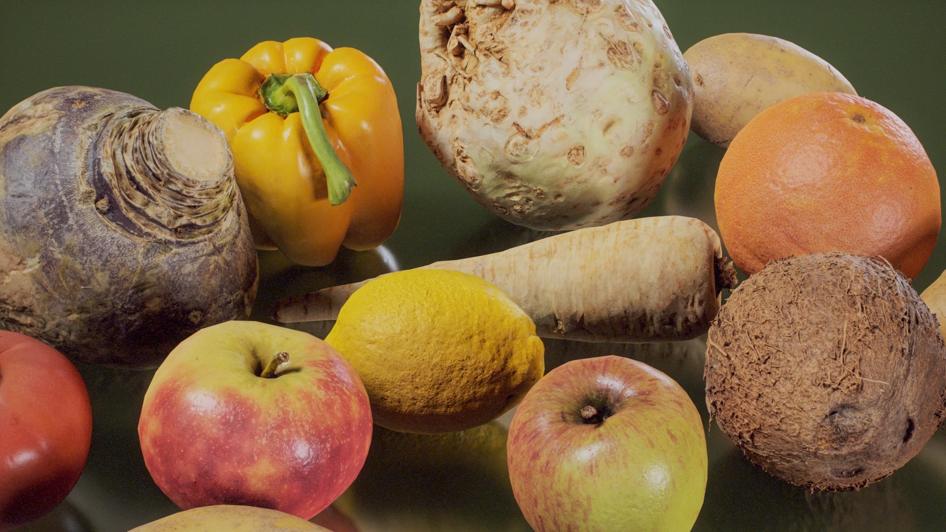 13 Fruits And Vegetables 3D Model - TurboSquid 2194575