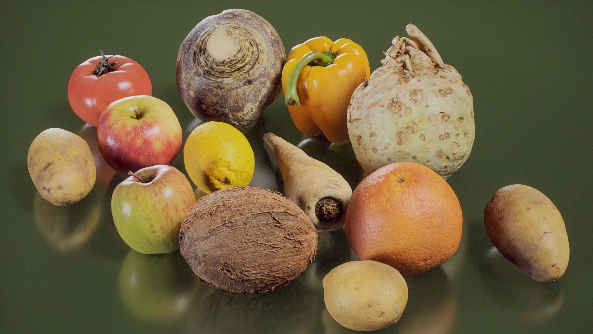 13 Fruits And Vegetables 3D Model - TurboSquid 2194575