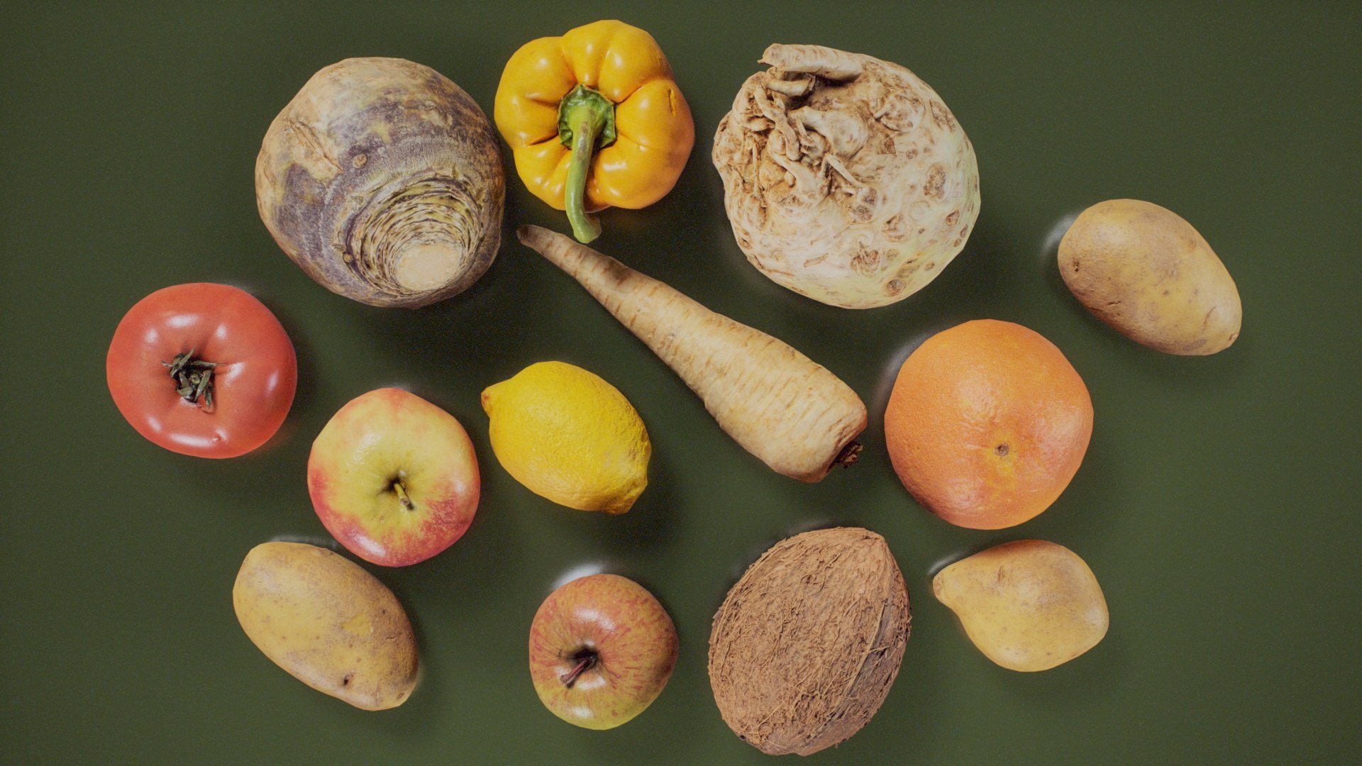 13 Fruits And Vegetables 3D Model - TurboSquid 2194575