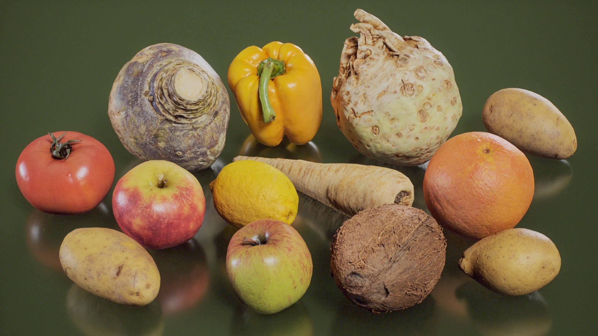 13 Fruits And Vegetables 3D Model - TurboSquid 2194575