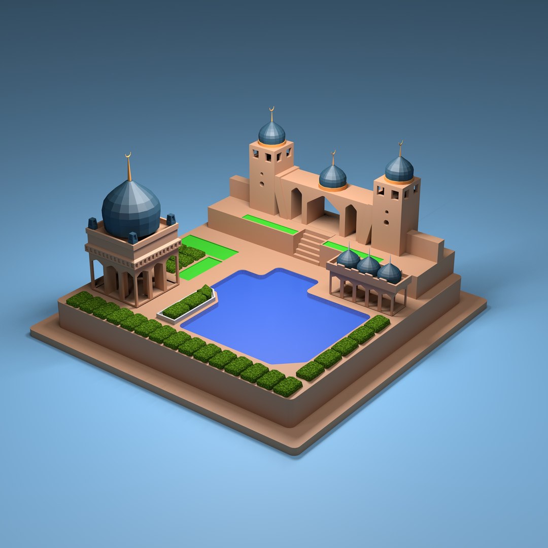 Arabic Eastern Islamic Palace With Masjid Model - TurboSquid 2216435