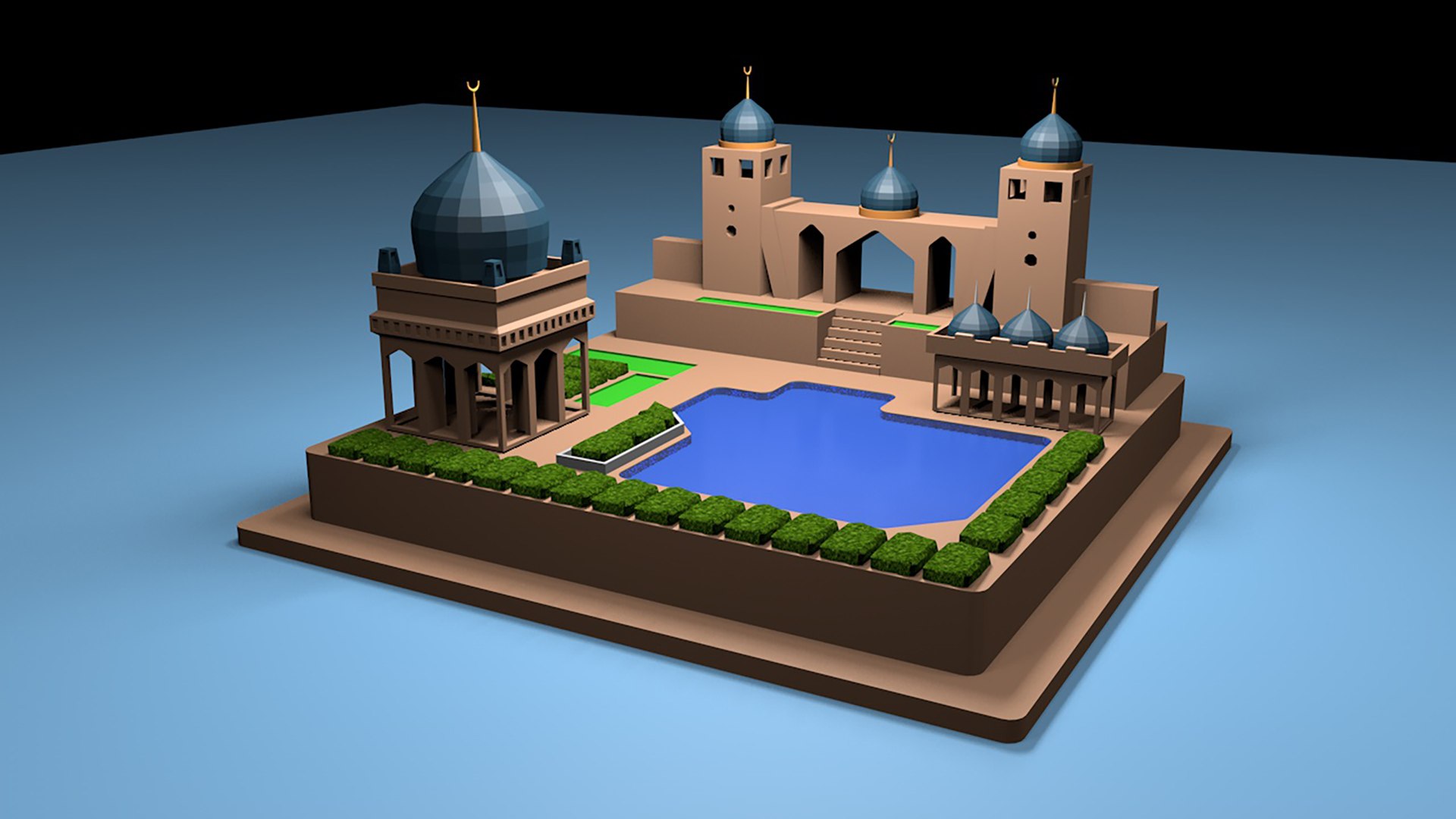 Arabic Eastern Islamic Palace With Masjid Model - TurboSquid 2216435