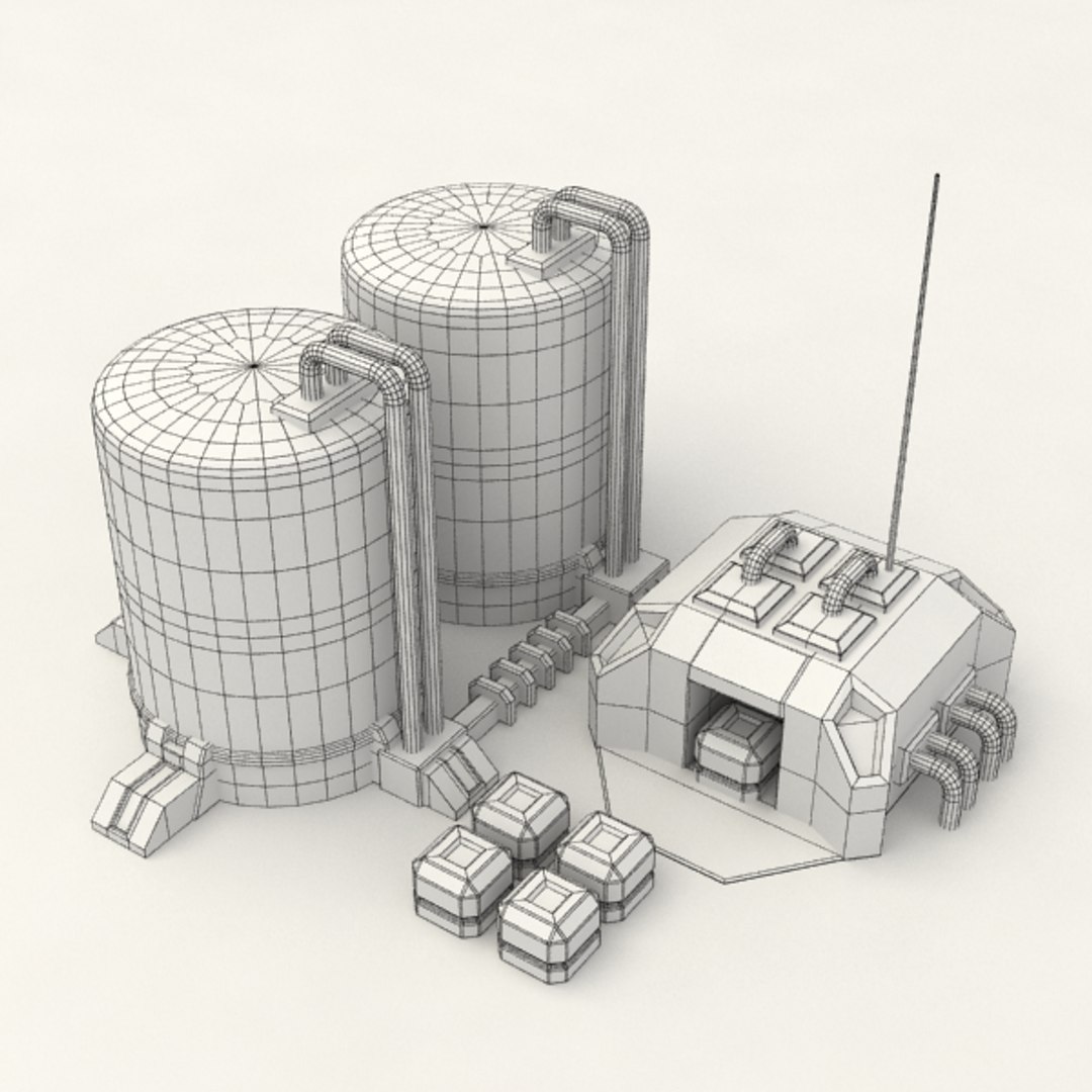 3d Factory Sci-fi Building Model