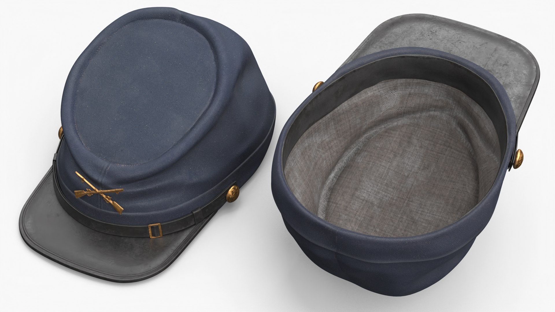 US Civil War Union Kepi Hat With Crossed Rifles Blue 3D Model ...