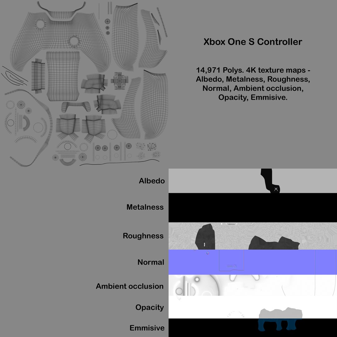 Realistic Xbox S Controller 3D Model - TurboSquid 1401299