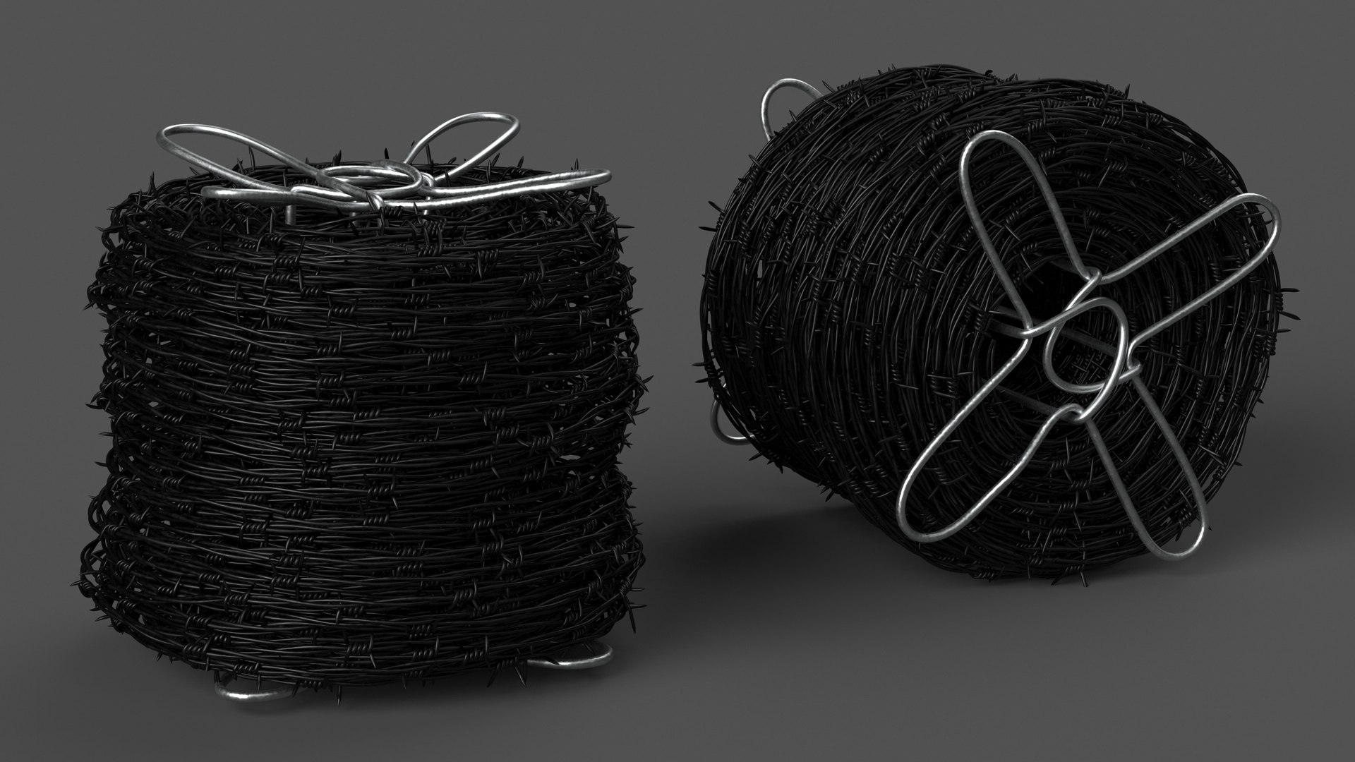 Barbed Wire Roll Black Model - TurboSquid 2194922