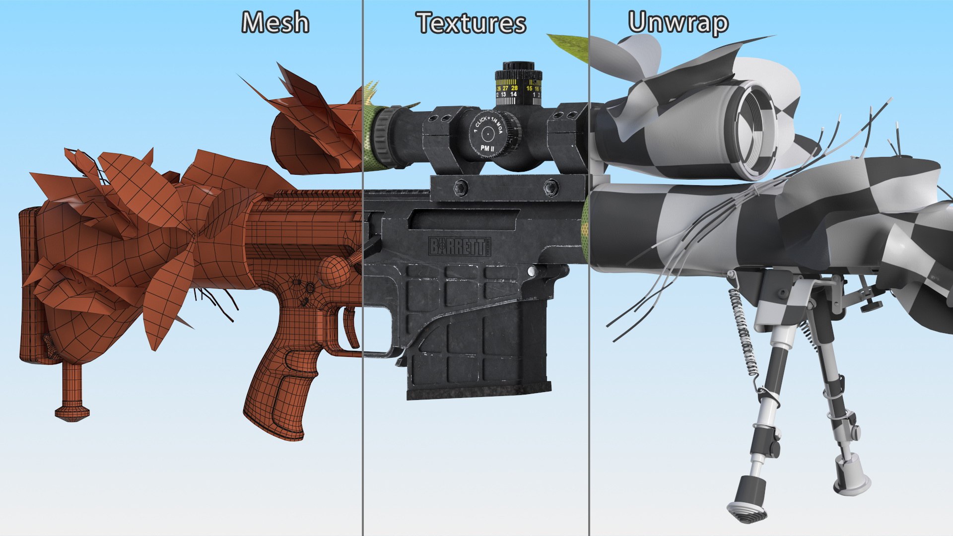 3D Rifle Barrett 98 Bravo Camo Cover model - TurboSquid 1989368