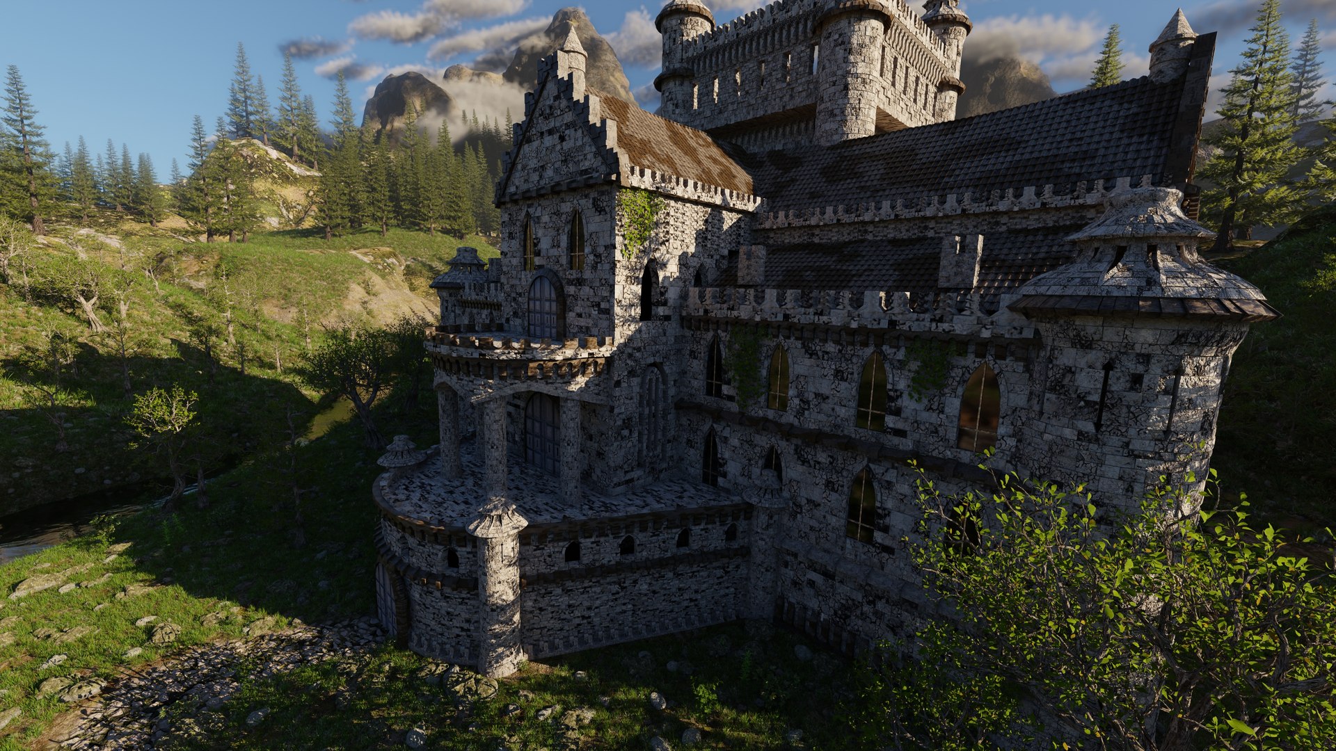 3D Model Mansion Scene - TurboSquid 2142598