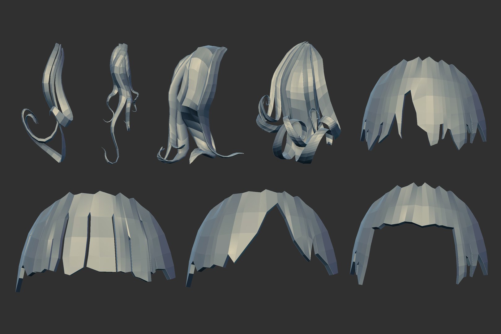 45 Female Cartoon Character Hair Strand And Parts Zbrush IMM 3D Model ...