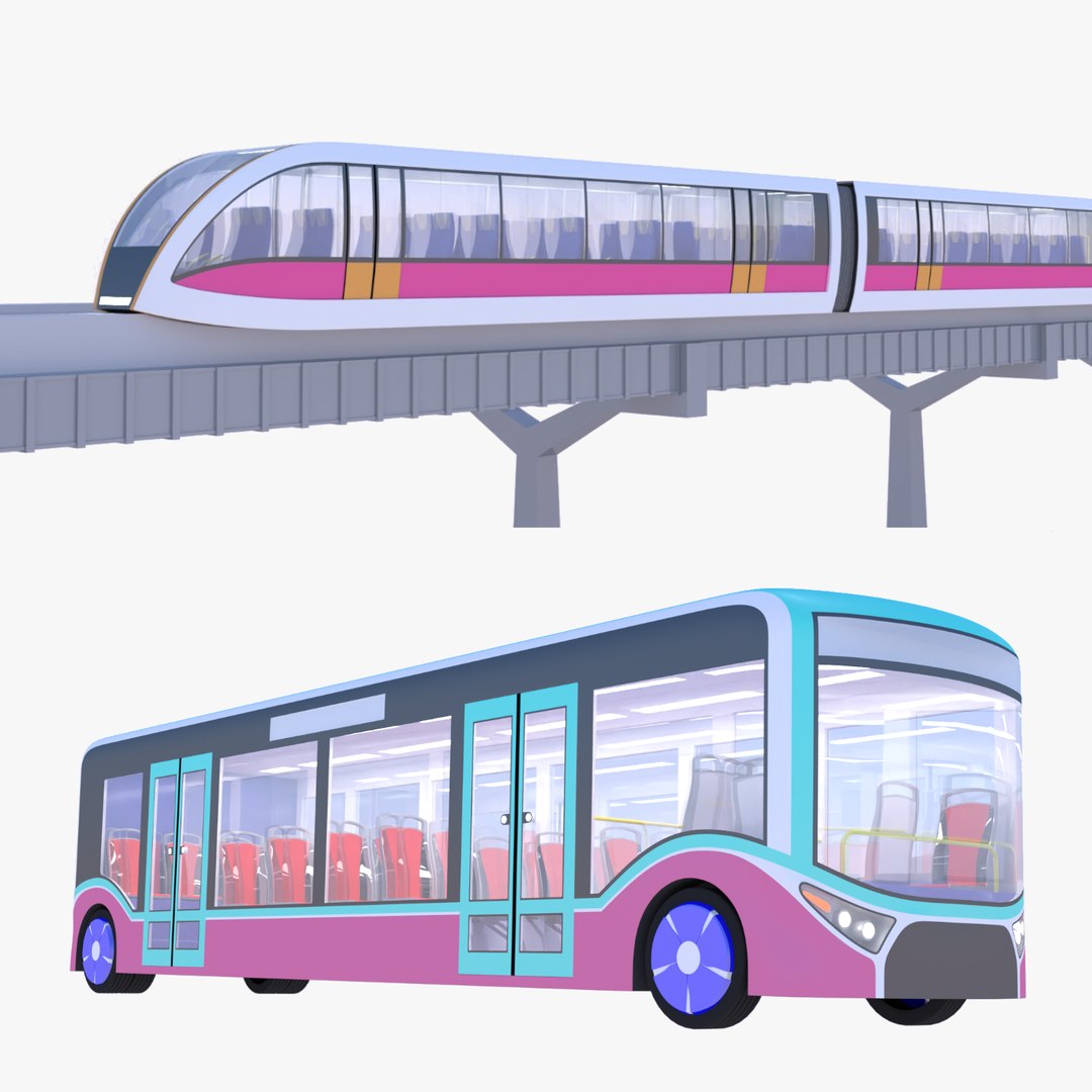 Monorail Train And City Bus Collection 3D Model - TurboSquid 2098931