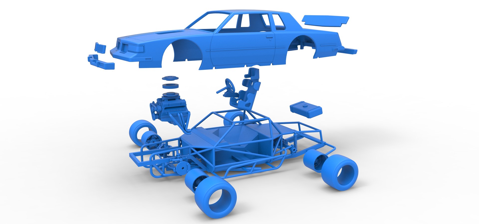 3D Diecast vintage Asphalt Modified stock car Scale 1 to 25 ...