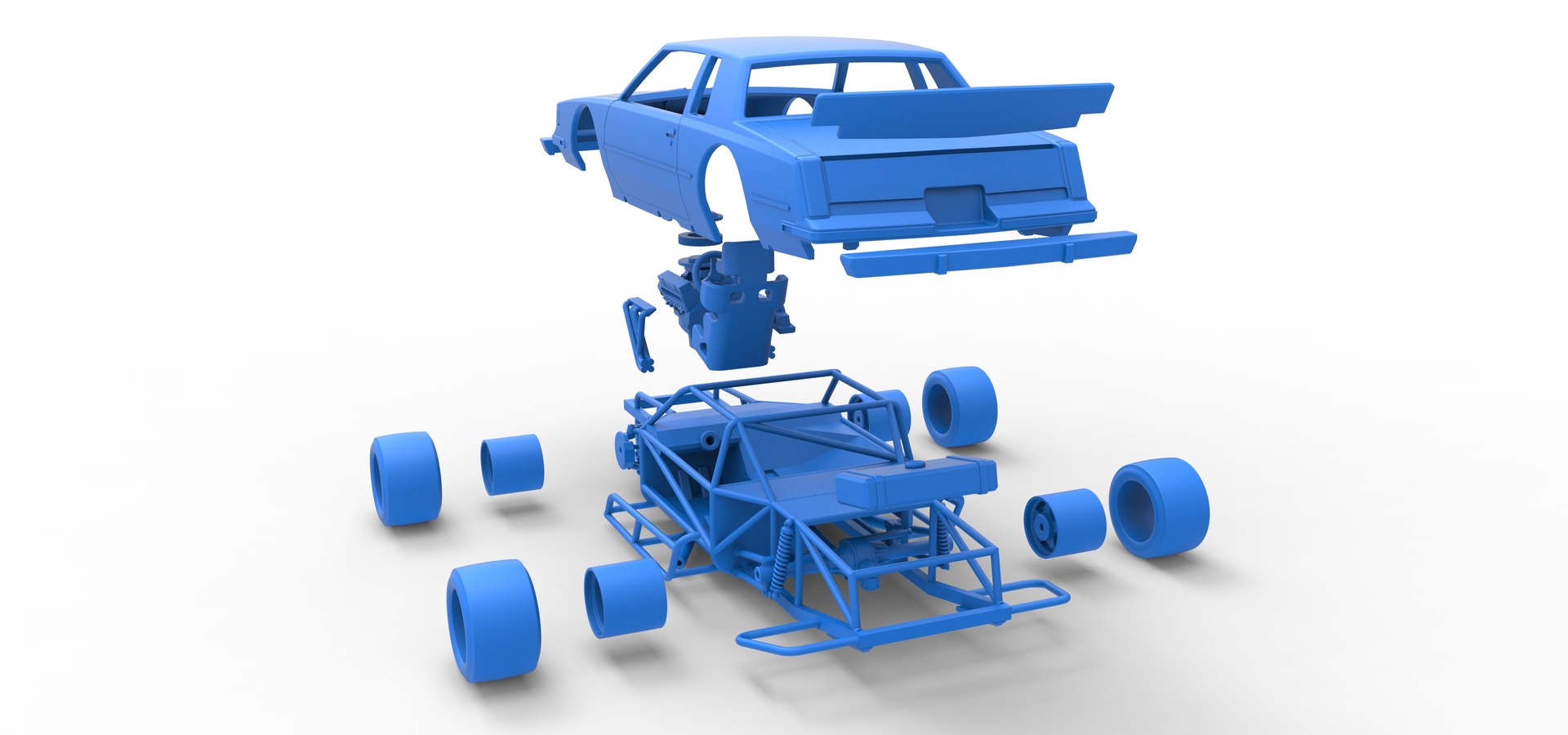 3D Diecast vintage Asphalt Modified stock car Scale 1 to 25 ...