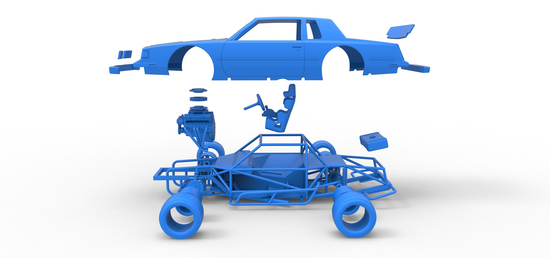 3D Diecast vintage Asphalt Modified stock car Scale 1 to 25 ...