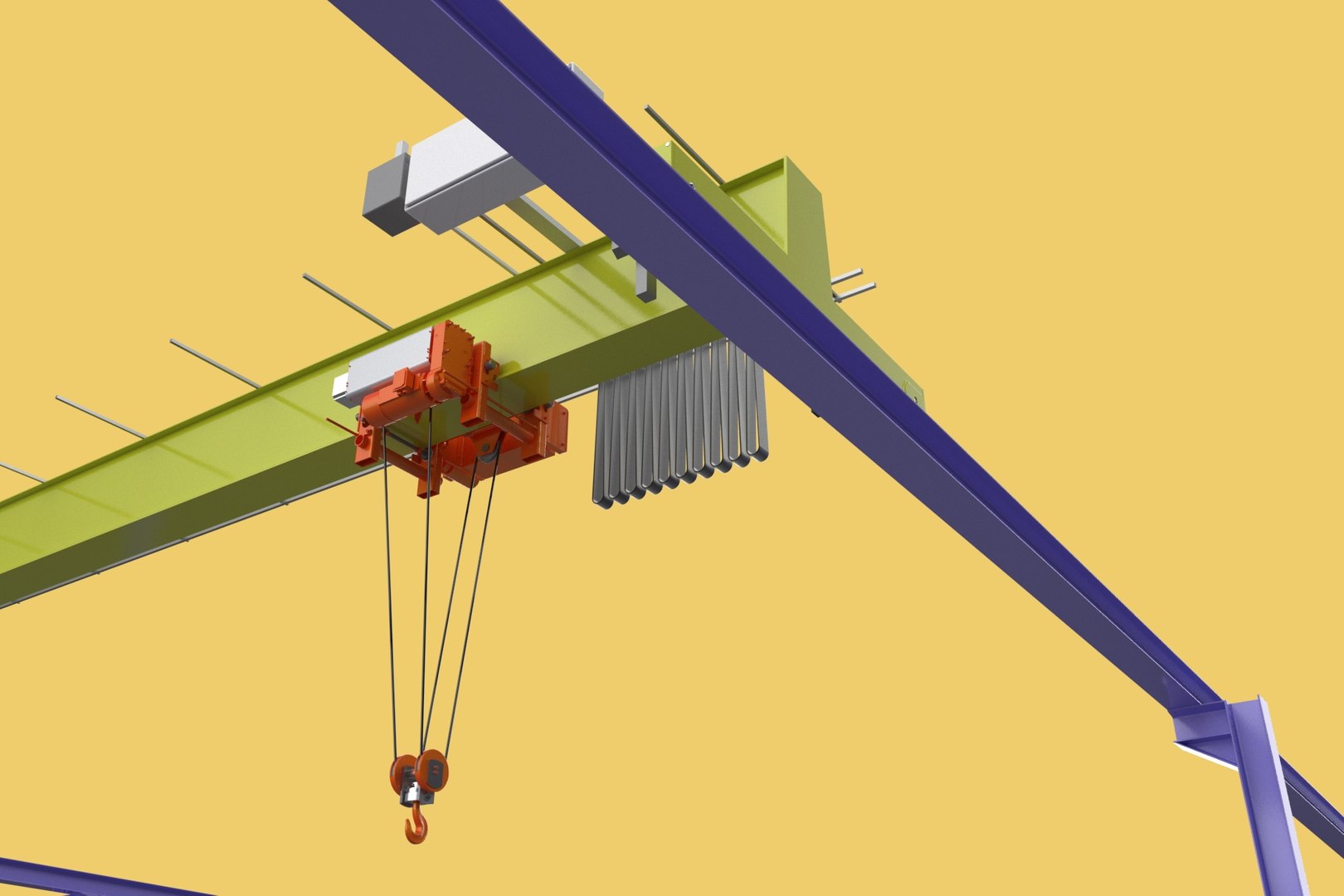 GIRDER OVERHEAD BRIDGE CRANE GANTRY HOIST Model - TurboSquid 2255338