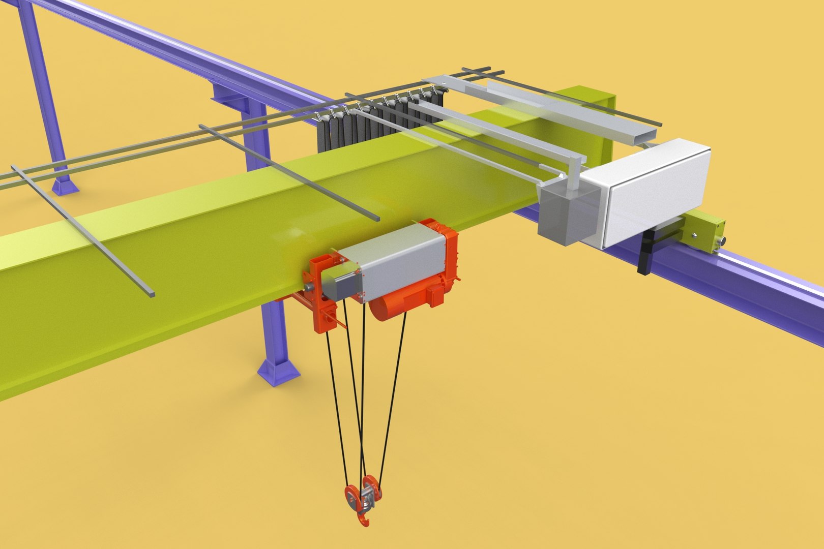 GIRDER OVERHEAD BRIDGE CRANE GANTRY HOIST Model - TurboSquid 2255338