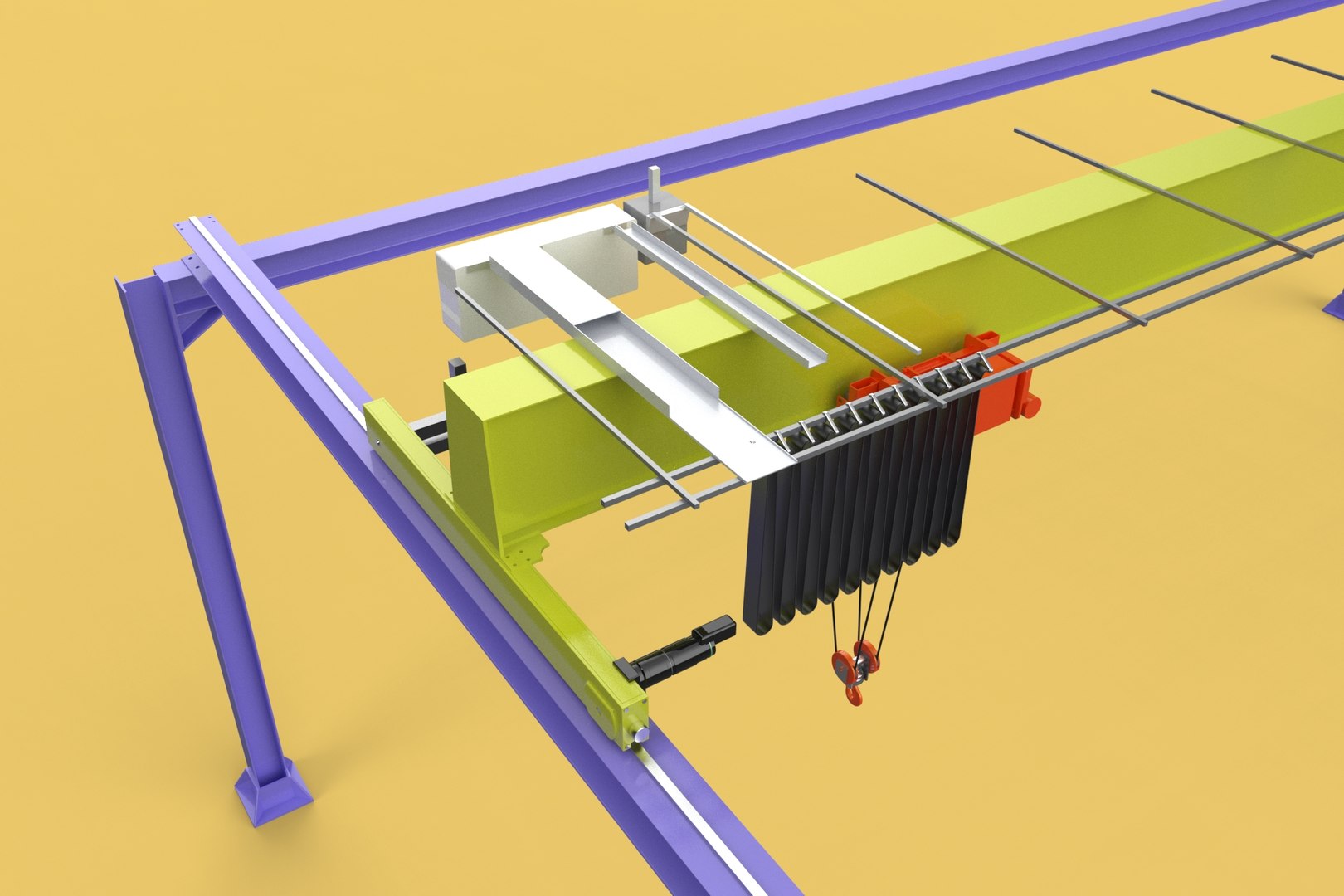 GIRDER OVERHEAD BRIDGE CRANE GANTRY HOIST Model - TurboSquid 2255338