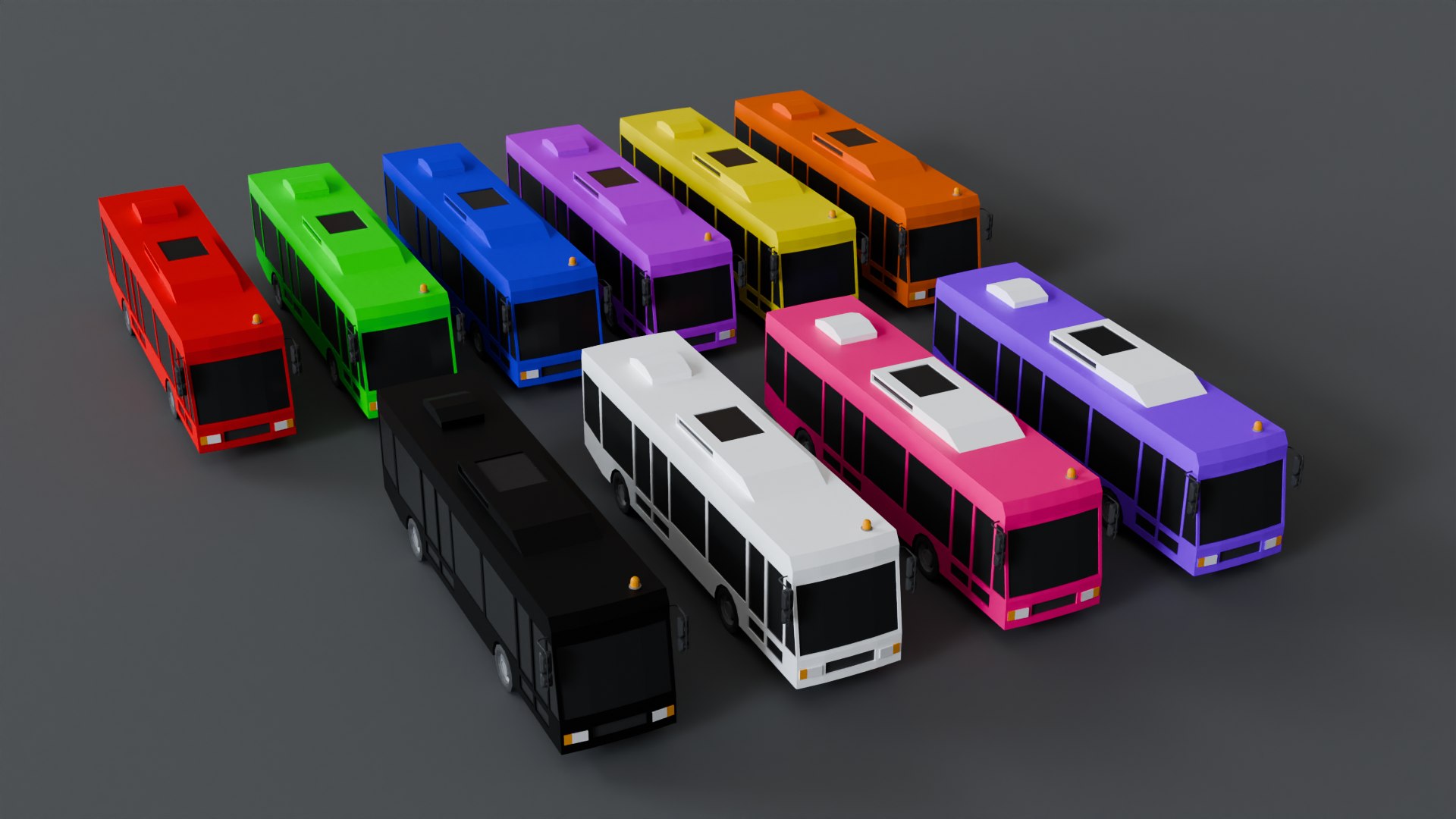 Low Poly Bus Collection 070546 3D Model - TurboSquid 2226002