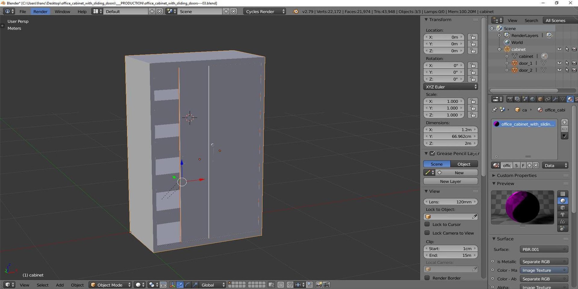 3D Model Office Cabinet Sliding Doors - TurboSquid 1572814
