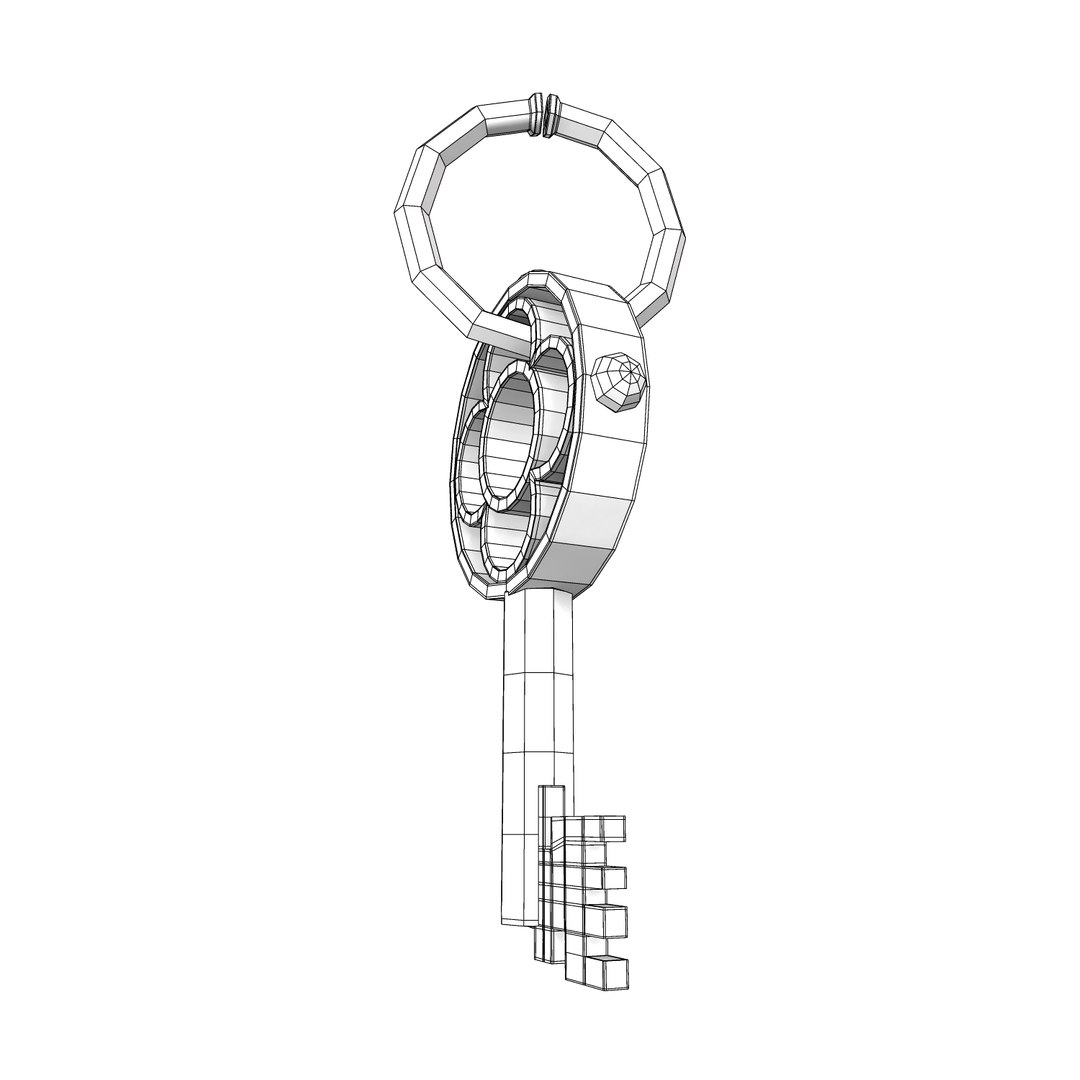 ancient old luxury key 3d model