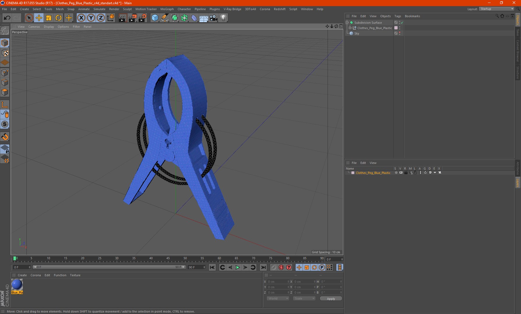 Clothes Peg Blue Plastic 3D Model - TurboSquid 1984557