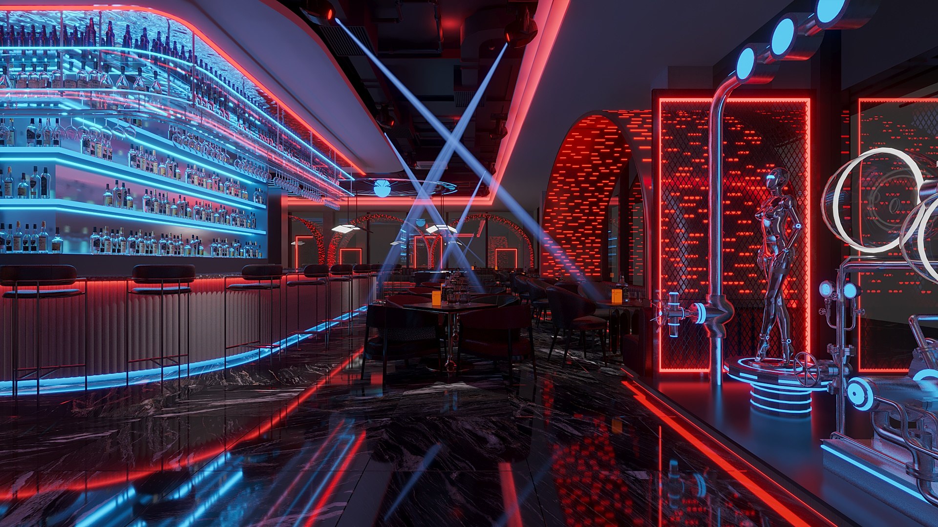 3D Nightclub Red-blue 2 - TurboSquid 2166232