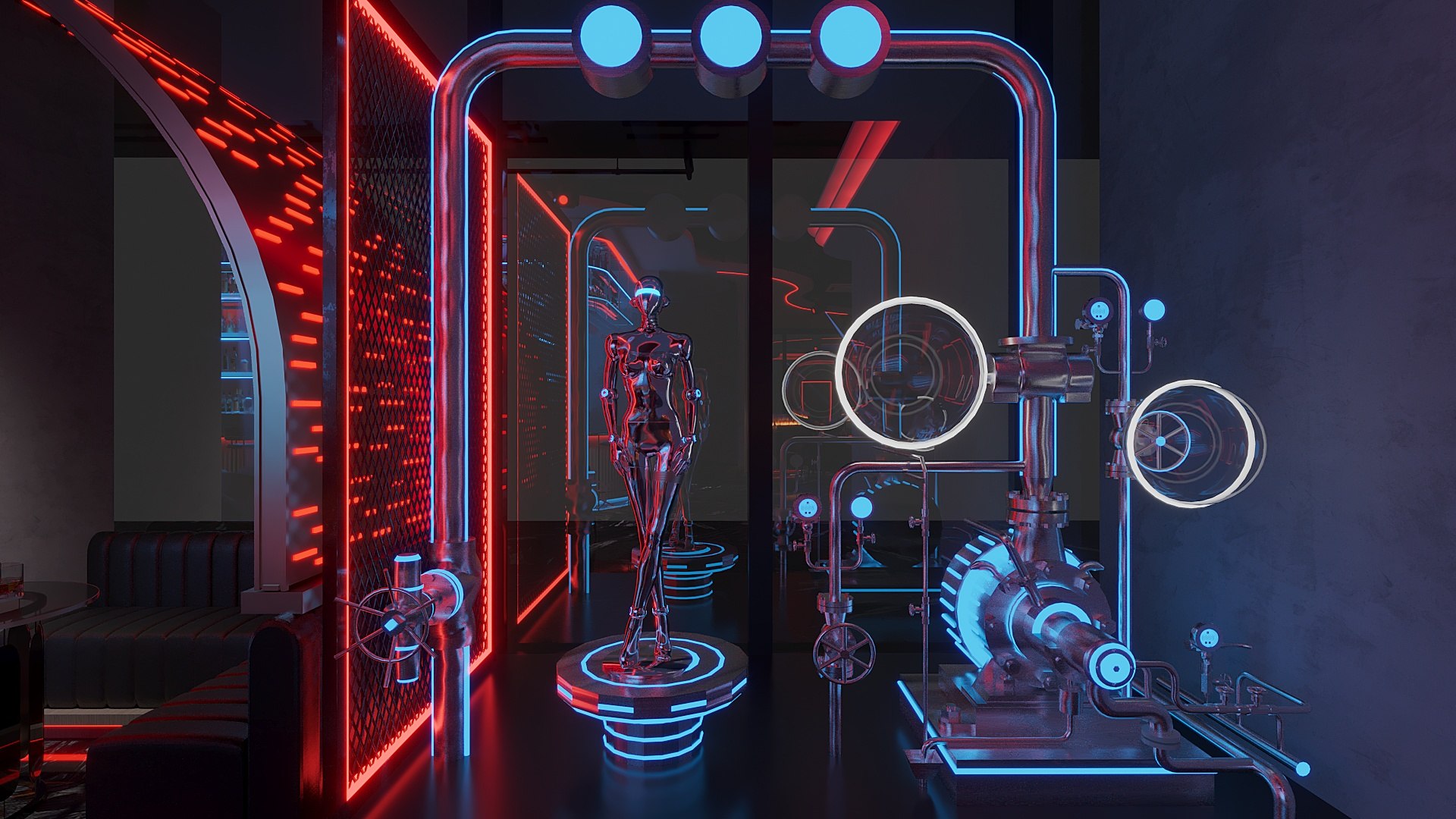 3D Nightclub Red-blue 2 - TurboSquid 2166232
