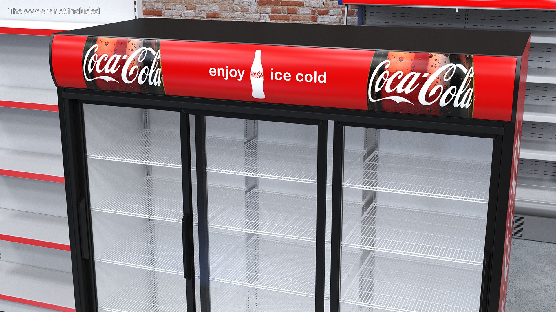 3D Beverage Cooler Three Glass Doors Coca Cola - TurboSquid 2144494