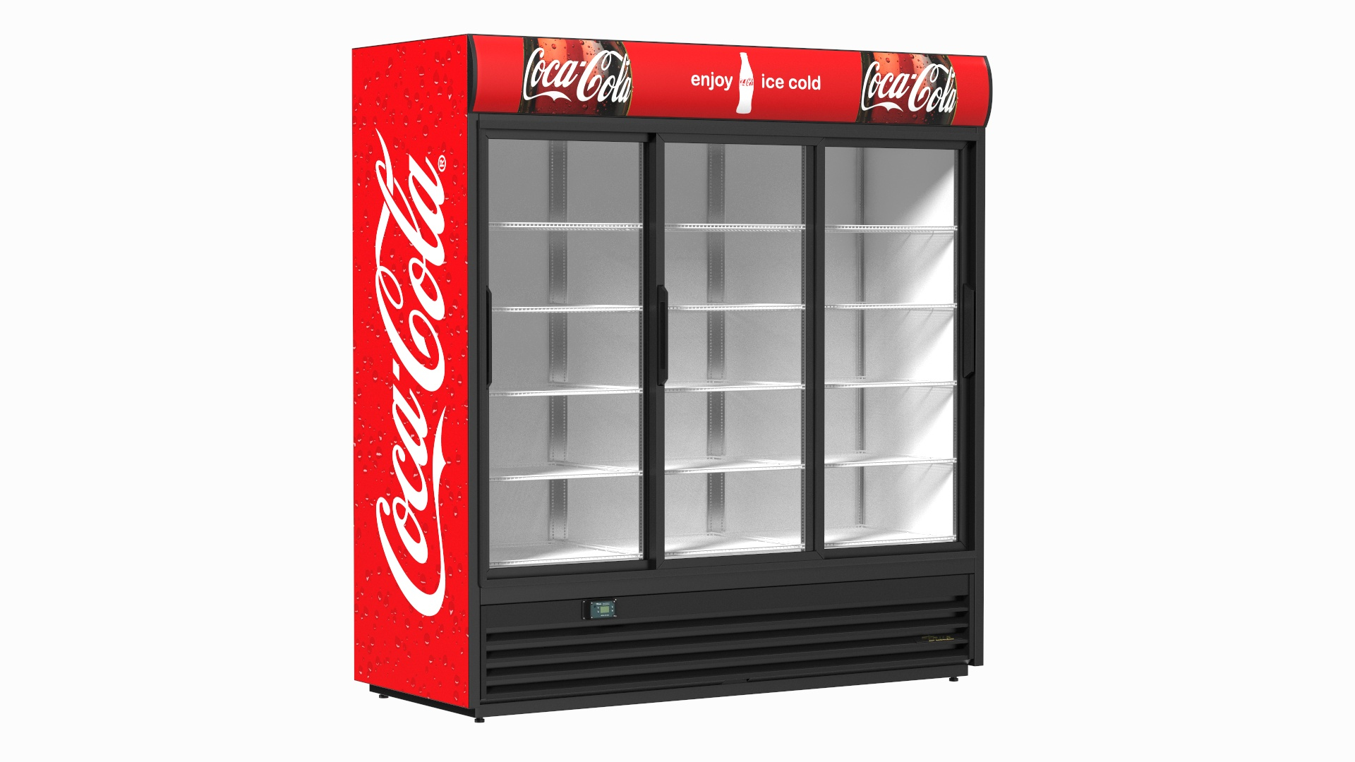 3D Beverage Cooler Three Glass Doors Coca Cola - TurboSquid 2144494