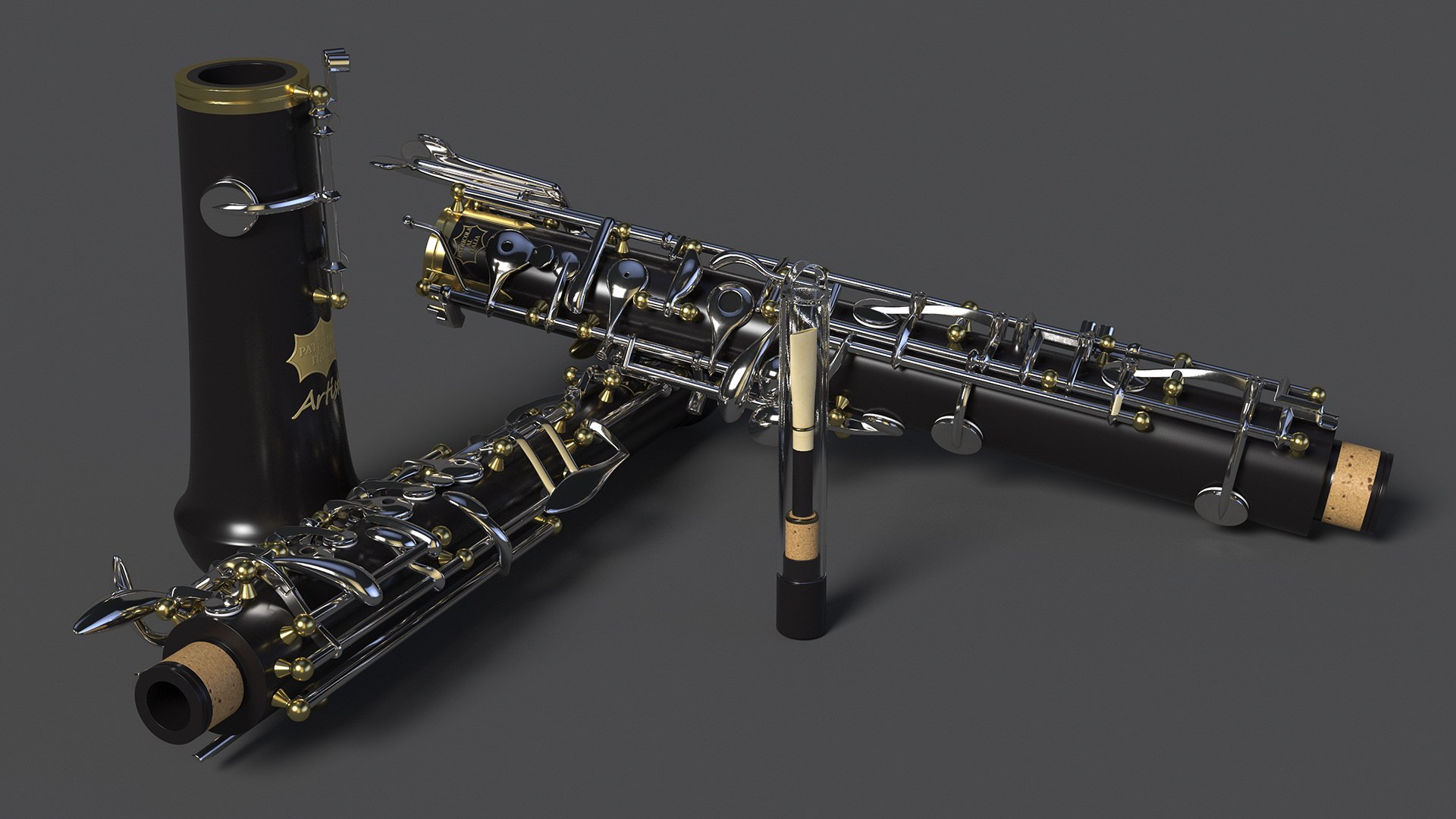 3D Woodwind Instrument Oboe Disassembled - TurboSquid 2189788