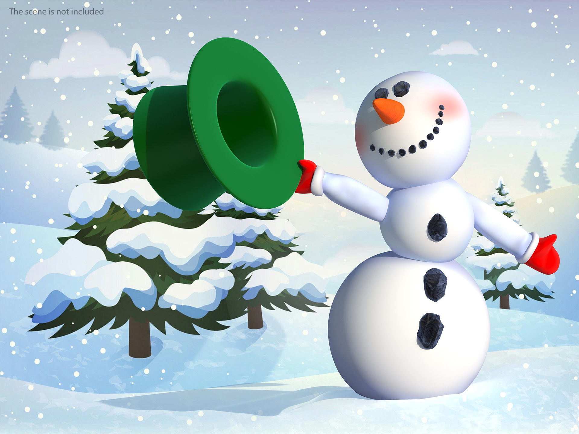 3D model greeting cartoon snowman snow - TurboSquid 1467733