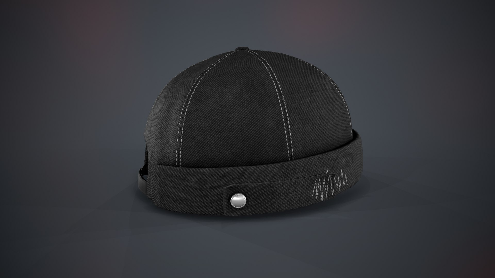 3D Model Black Jeans Brimless Cap - TurboSquid 1642380