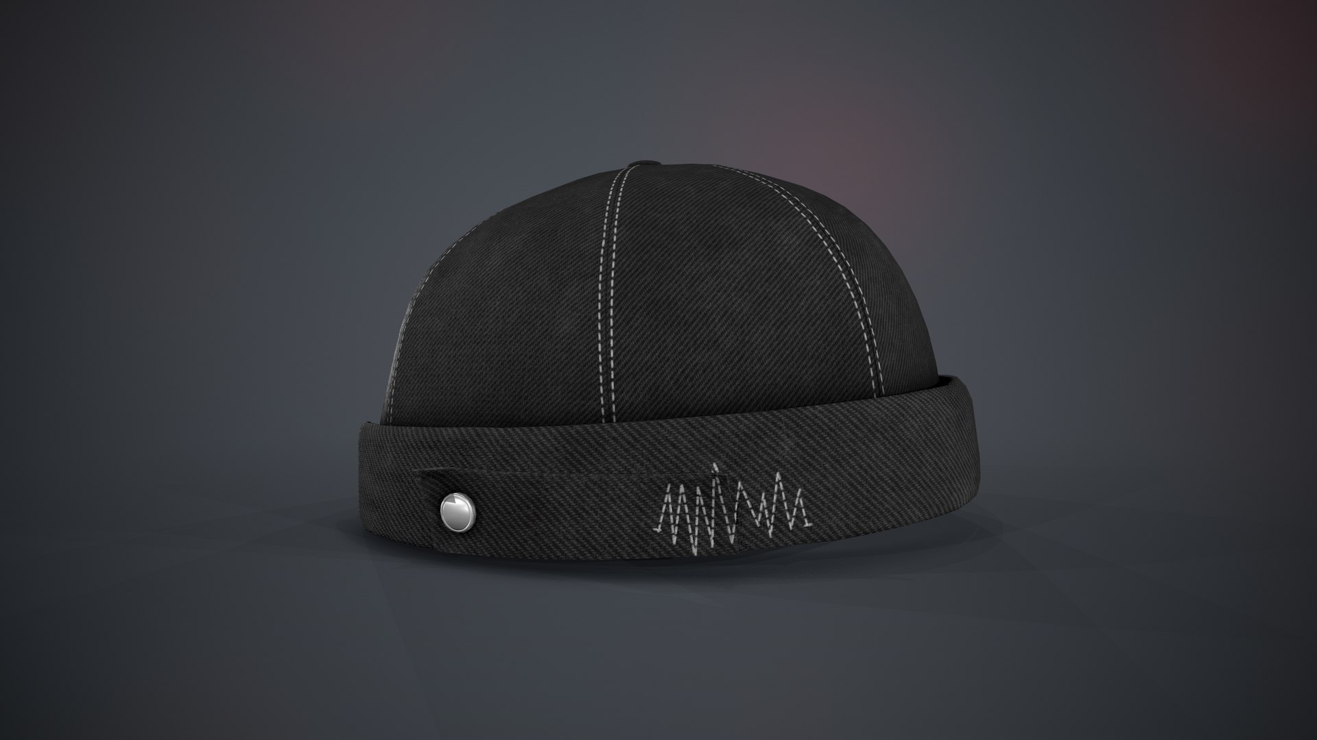 3D Model Black Jeans Brimless Cap - TurboSquid 1642380