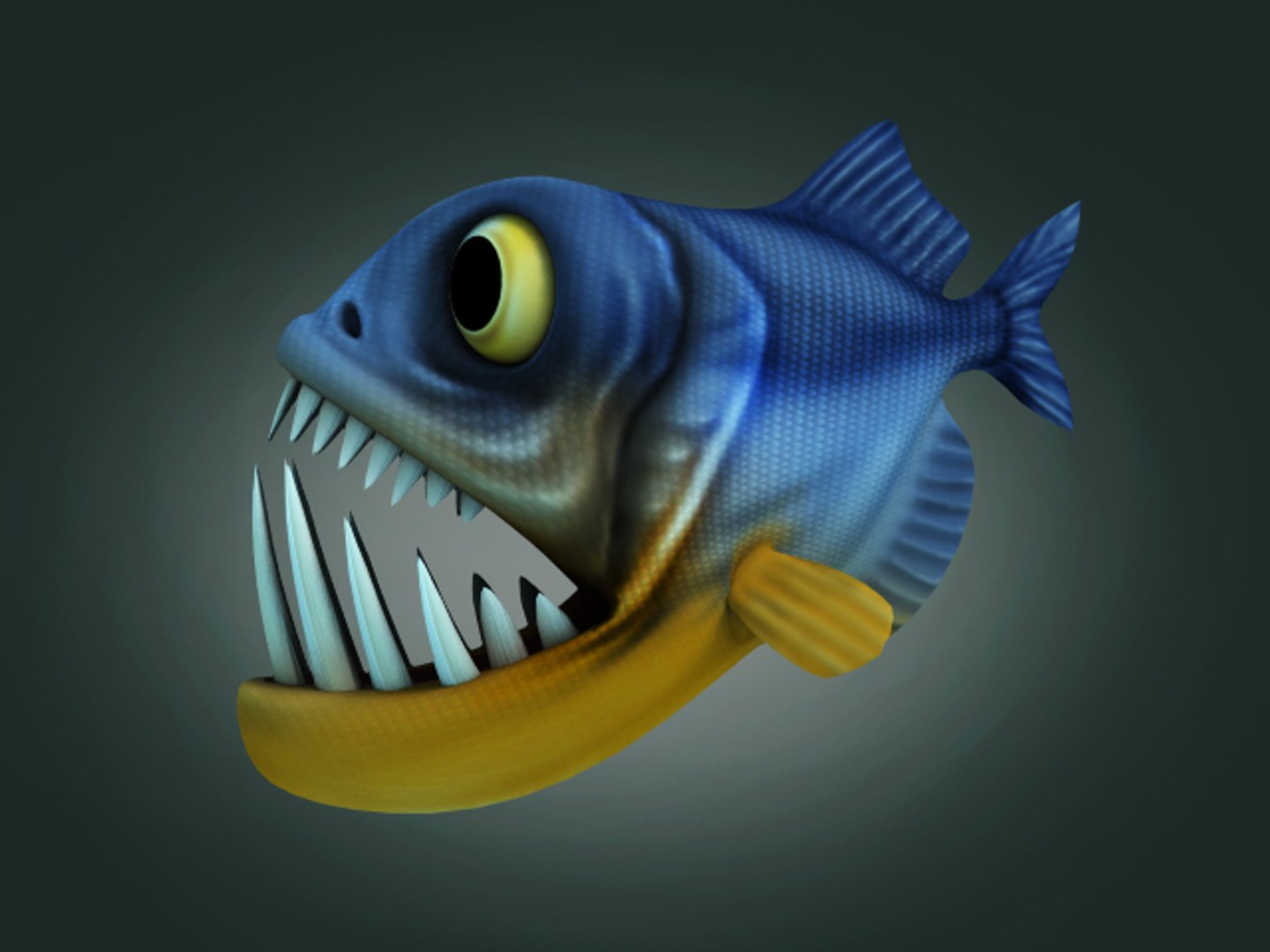 Piranha Cartoon 3d Obj