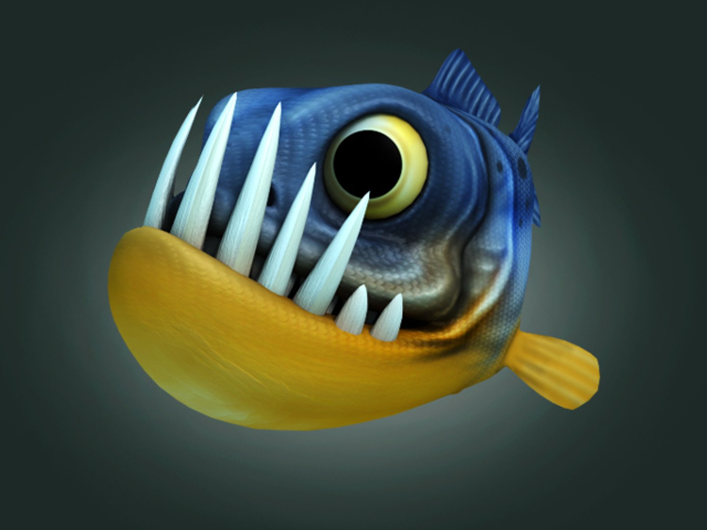 Piranha Cartoon 3d Obj