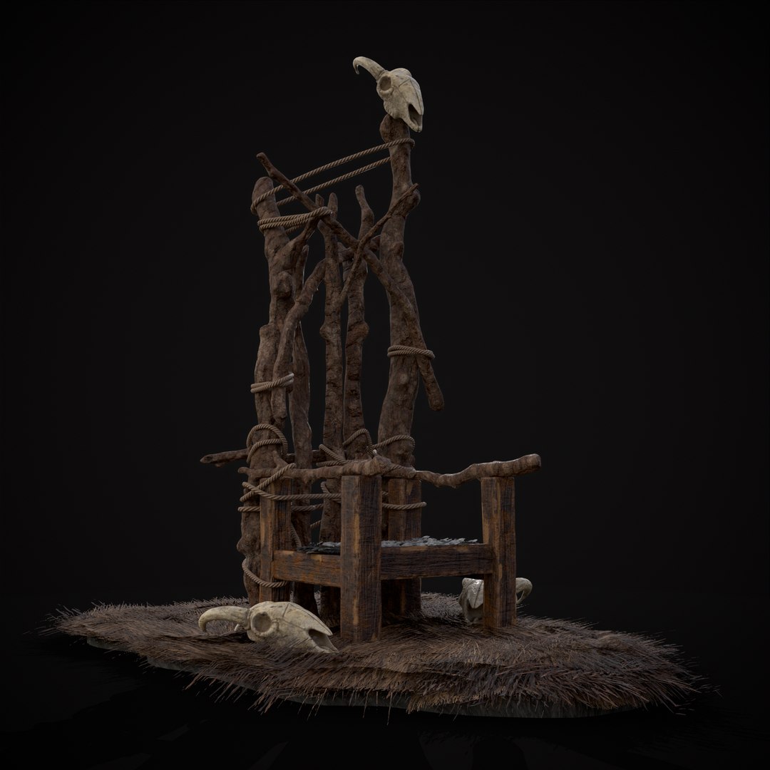 Rustic Medieval Wooden Throne 3D - TurboSquid 2008522