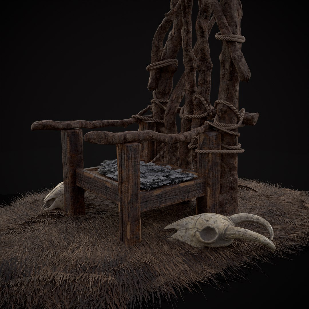 Rustic Medieval Wooden Throne 3D - TurboSquid 2008522