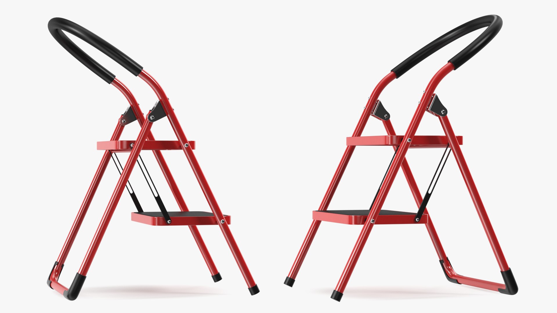 3D Safety Step Ladder Folding Step Stool Red - TurboSquid 2151719