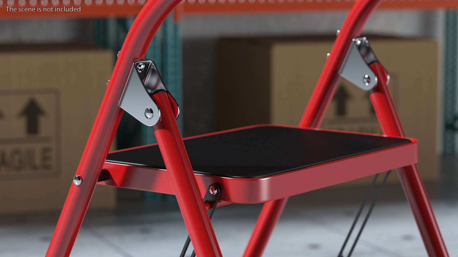 3D Safety Step Ladder Folding Step Stool Red - TurboSquid 2151719