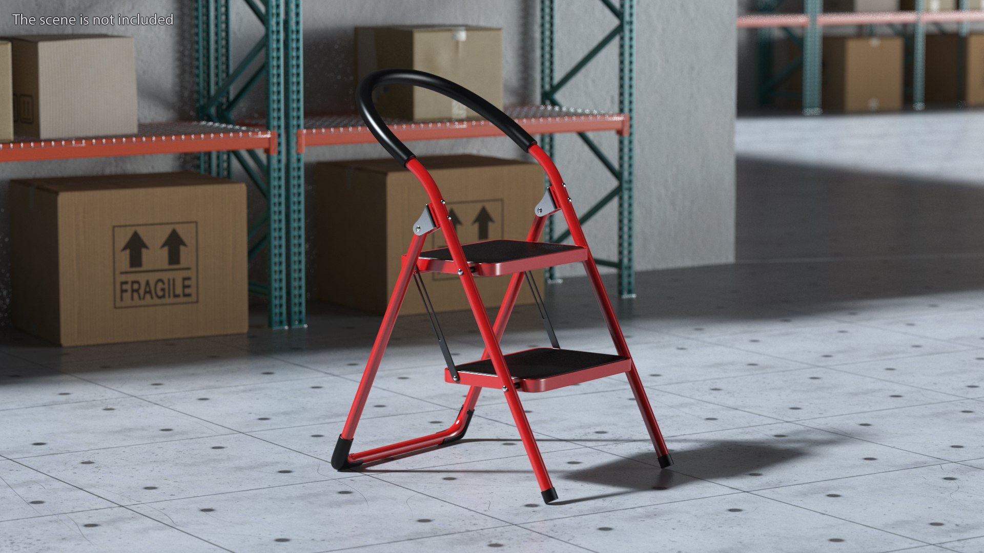 3D Safety Step Ladder Folding Step Stool Red - TurboSquid 2151719