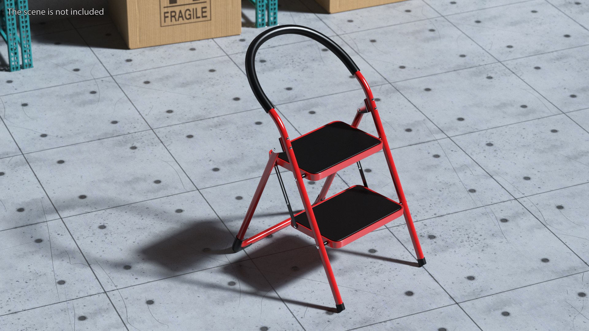 3D Safety Step Ladder Folding Step Stool Red - TurboSquid 2151719
