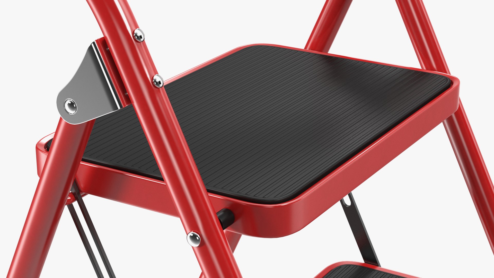 3D Safety Step Ladder Folding Step Stool Red - TurboSquid 2151719