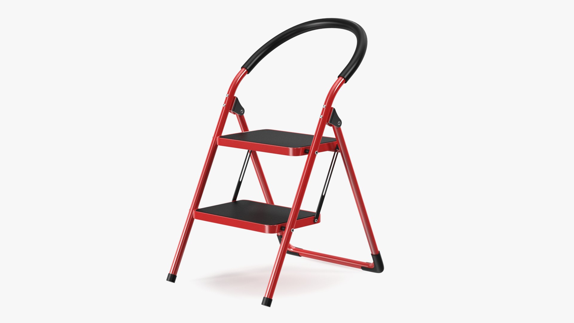 3D Safety Step Ladder Folding Step Stool Red - TurboSquid 2151719