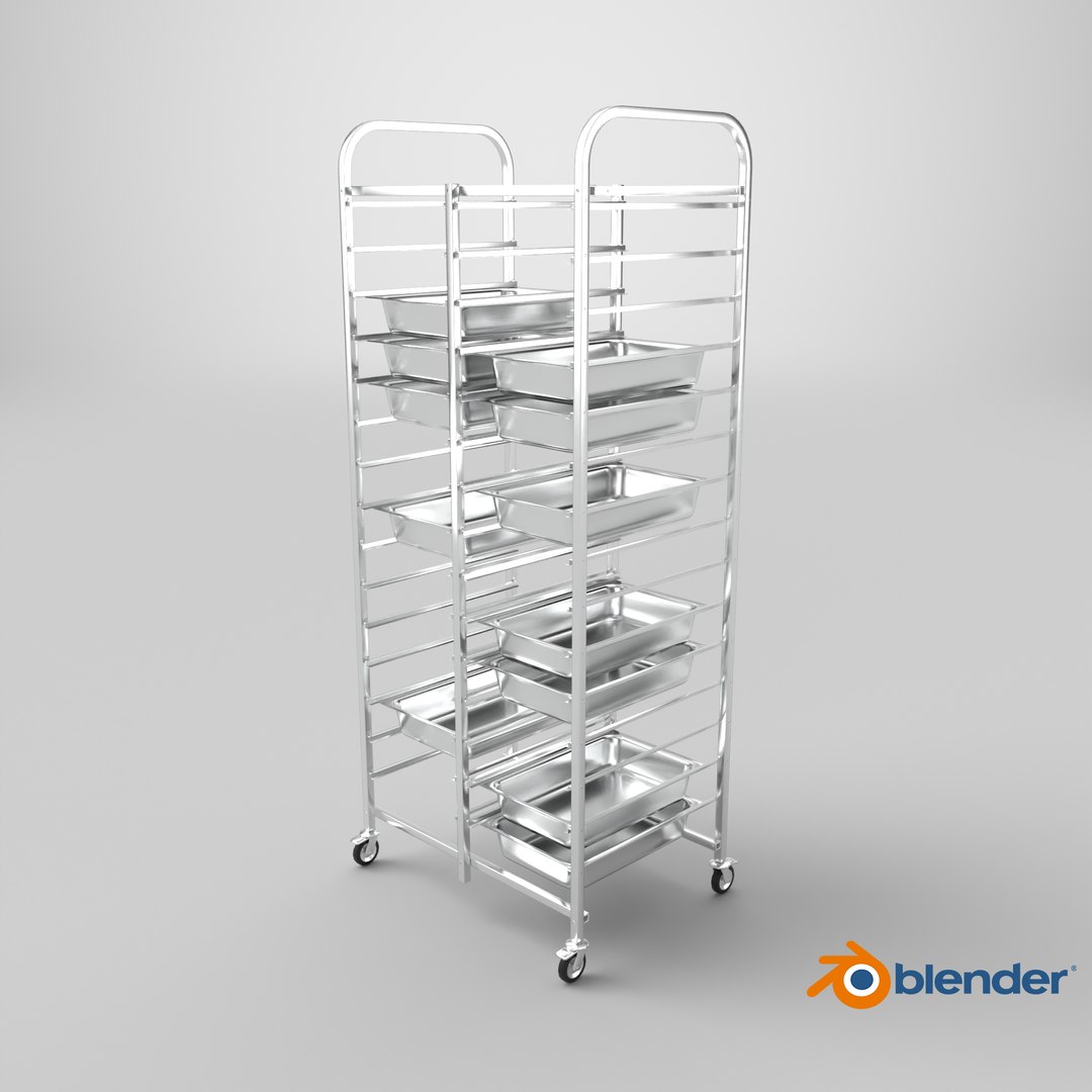 3D Restaurant Rack With Trays - TurboSquid 2389727